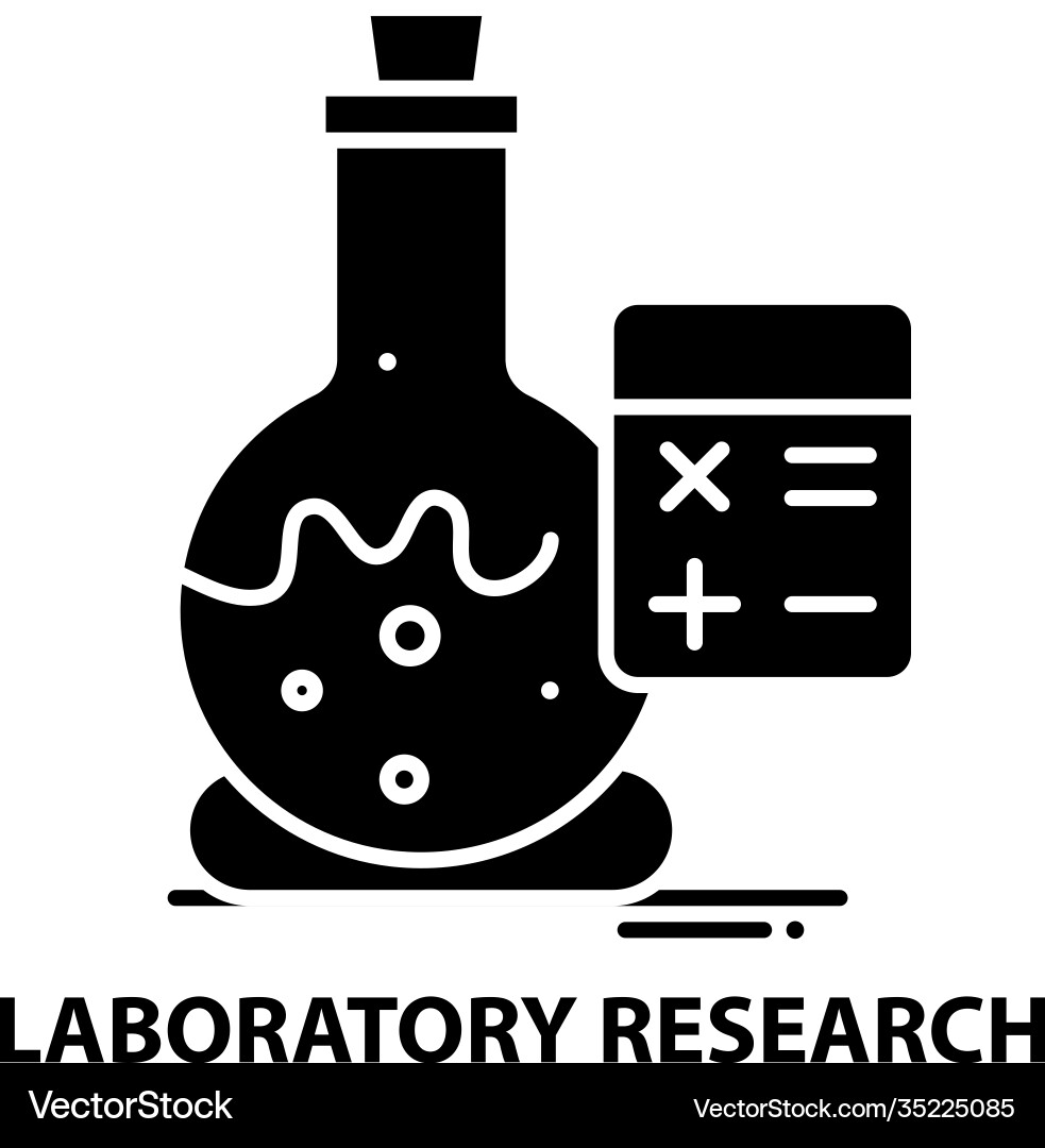 Laboratory research icon black sign Royalty Free Vector