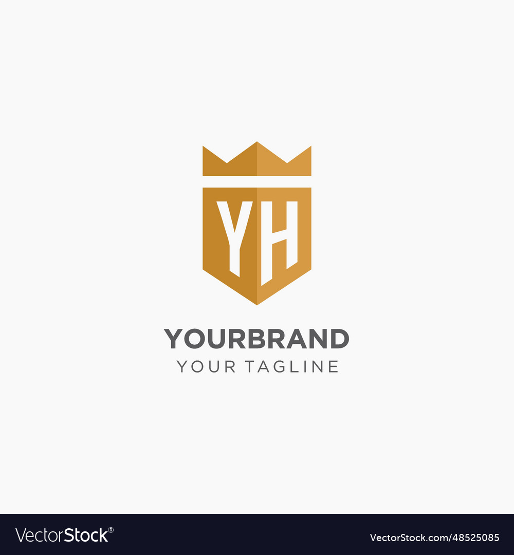Monogram yh logo with geometric shield and crown Vector Image