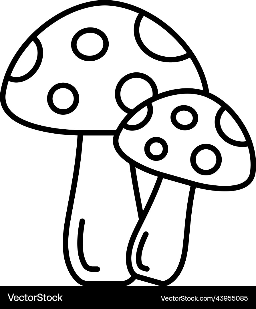 Mushroom line art icon design template Royalty Free Vector