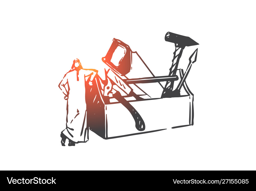 Repair service workshop concept sketch hand Vector Image