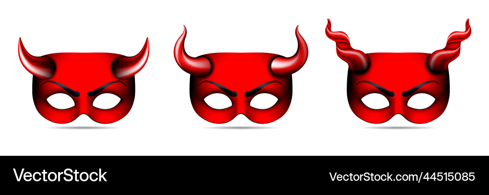 Set of carnival red devil masks with different Vector Image