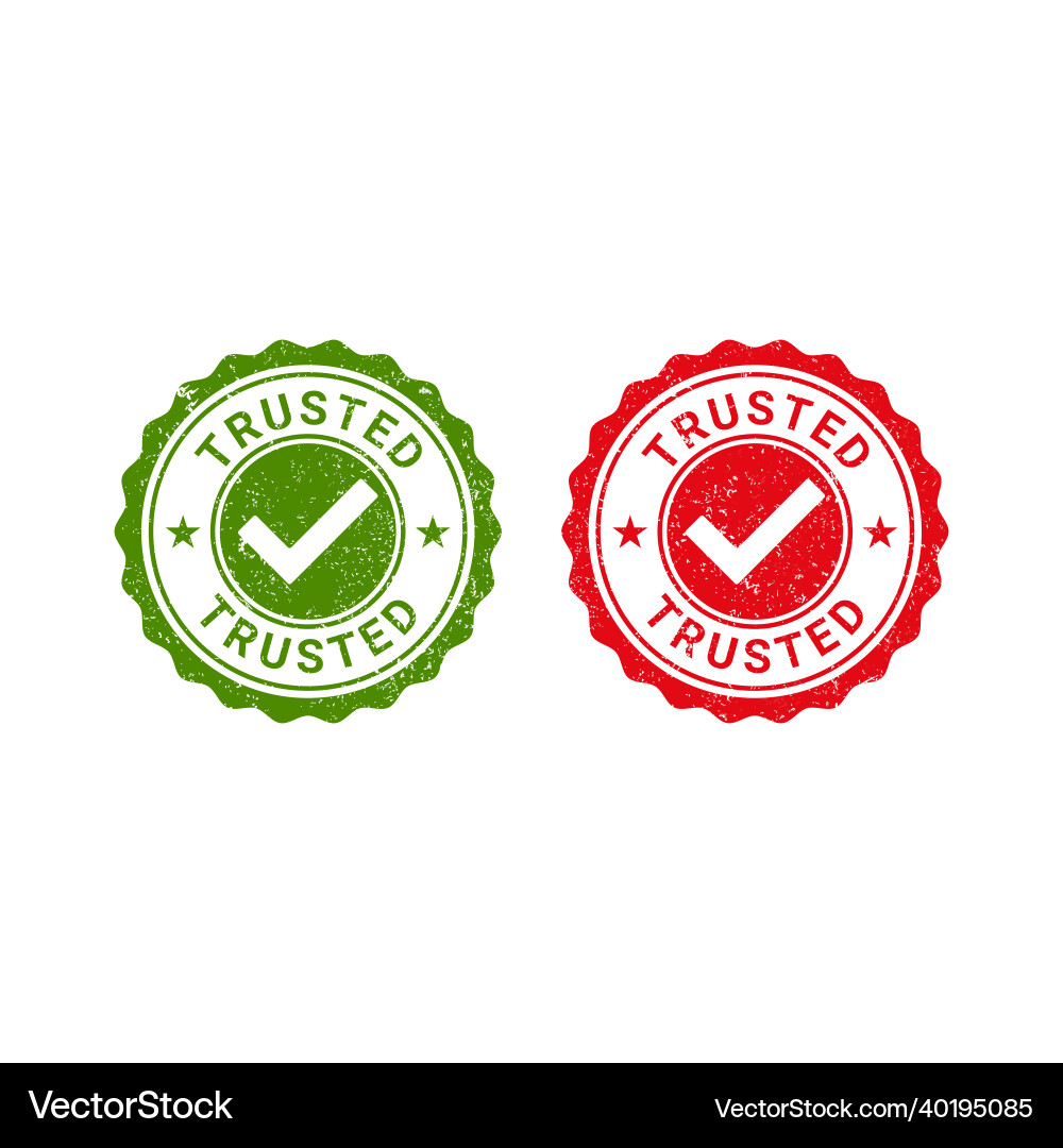 Trusted stamp label sticker icon sign Royalty Free Vector