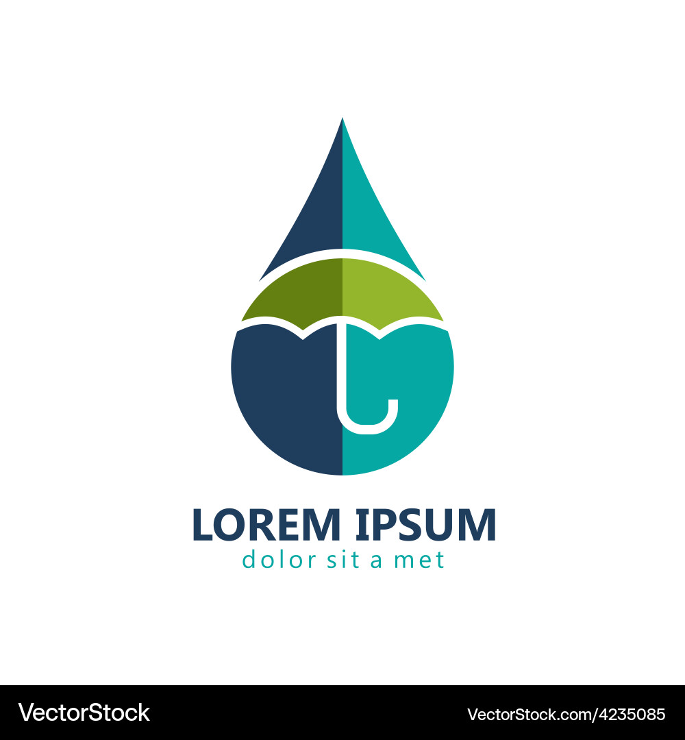 Water drop protection umbrella logo Royalty Free Vector