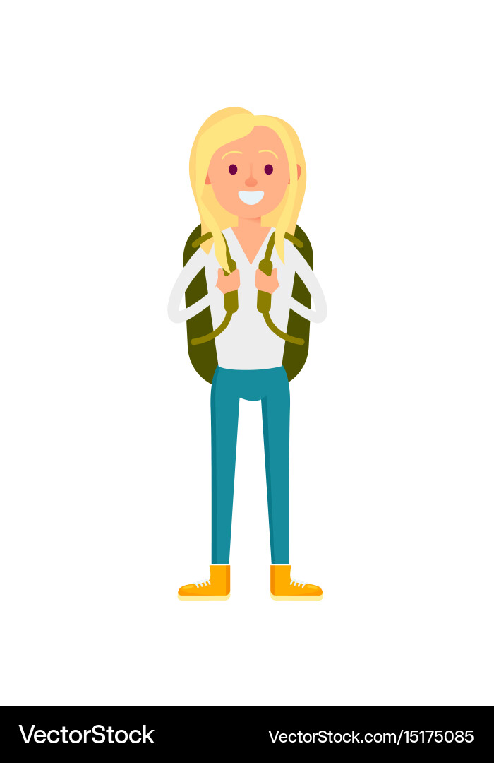 Young girl with backpack icon Royalty Free Vector Image