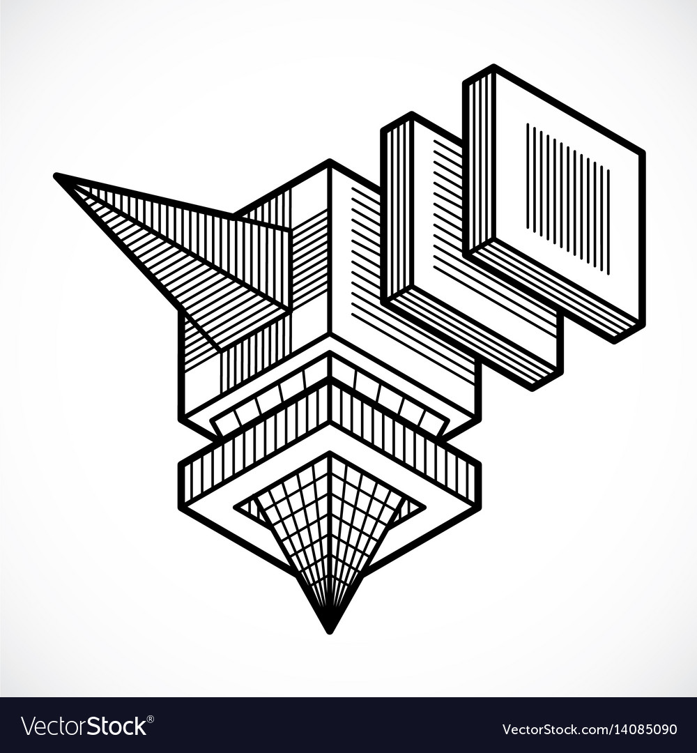 3d engineering abstract shape made using cubes Vector Image