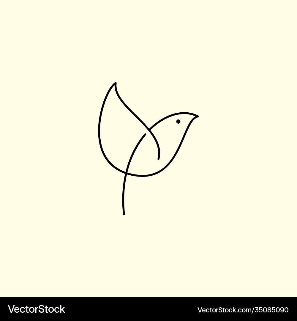 Bird logo line outline monoline Royalty Free Vector Image