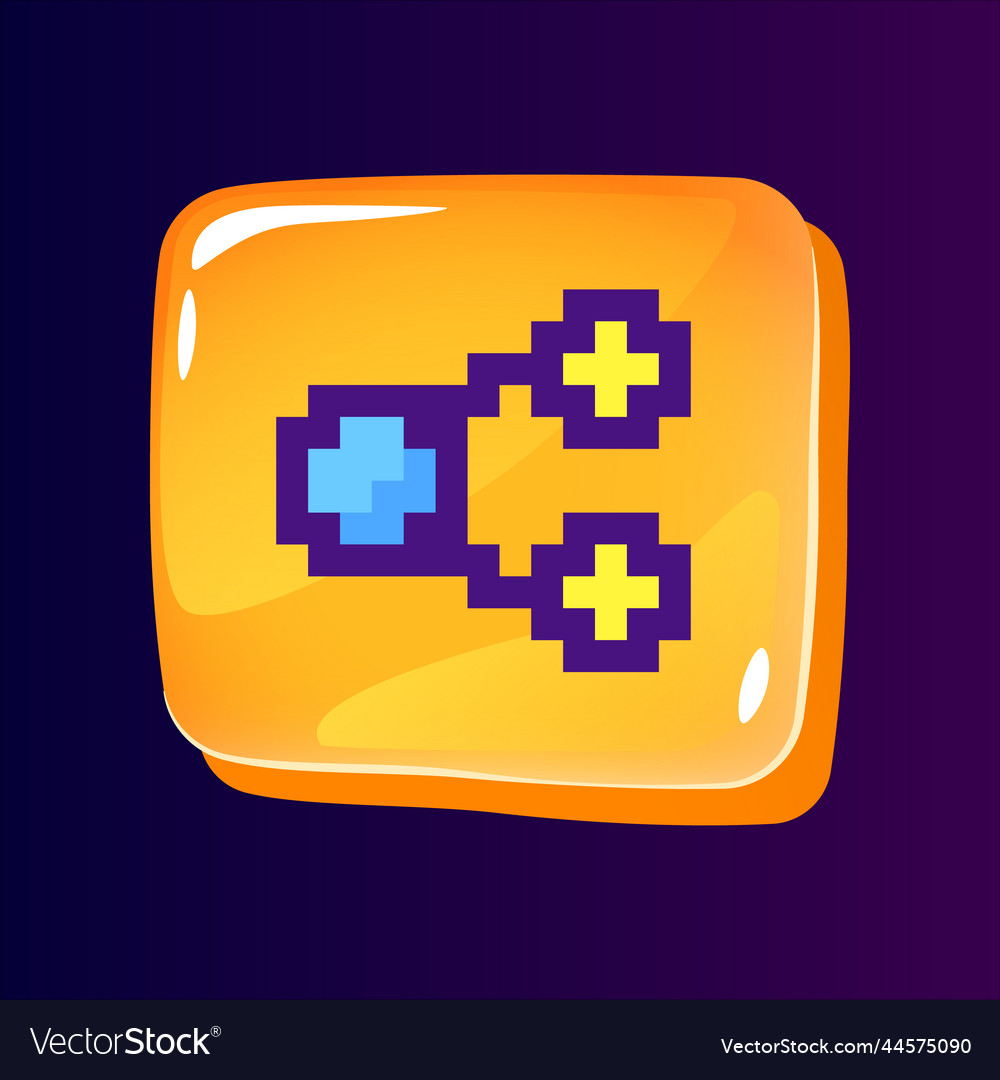 Content sharing glossy ui button with pixelated Vector Image