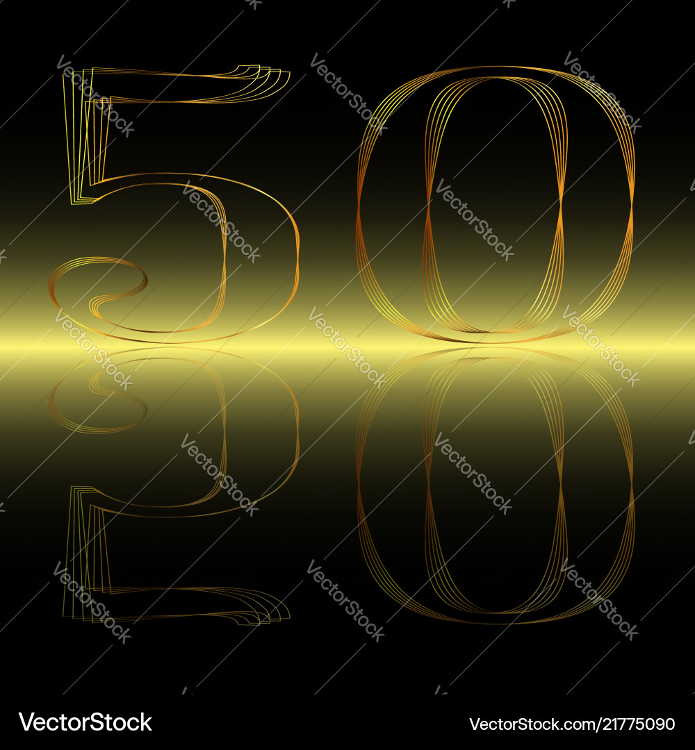 Golden fifty reflection Royalty Free Vector Image