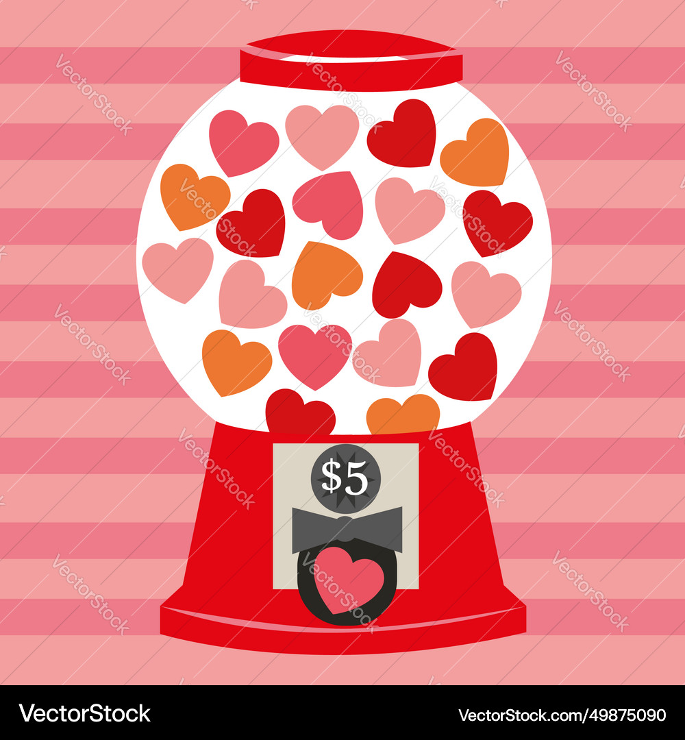 Gumball machine heart dispensing Royalty Free Vector Image
