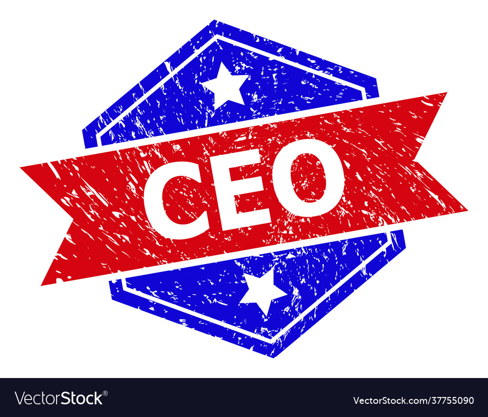 Hexagonal bicolor ceo stamp seal with corroded Vector Image Hexagonal bicolor ceo stamp seal with corroded Vector Image