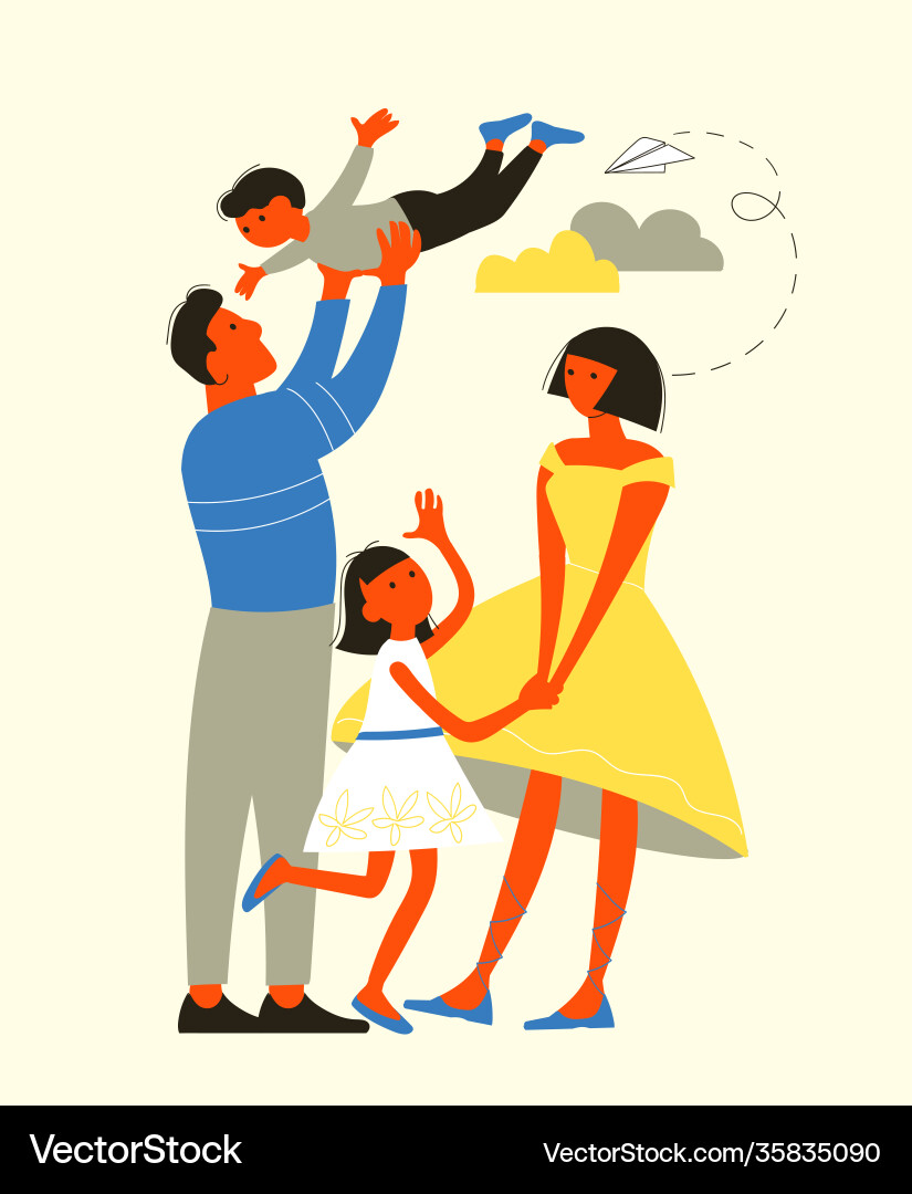 Modern family life Royalty Free Vector Image - VectorStock