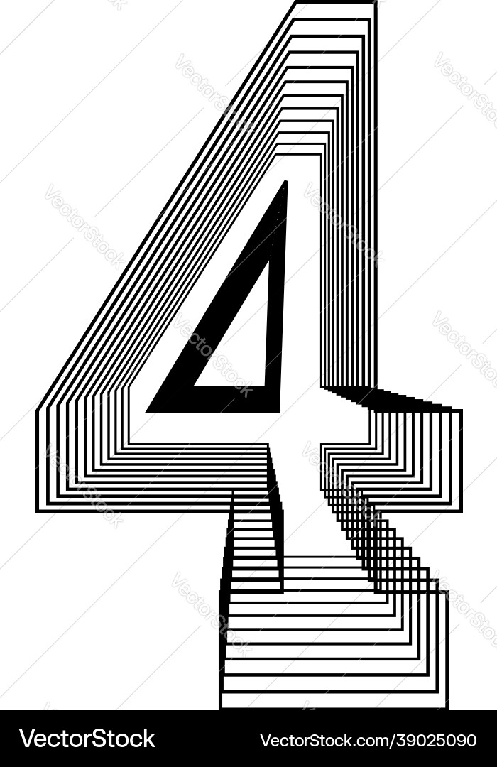 Number 4 line logo icon design Royalty Free Vector Image