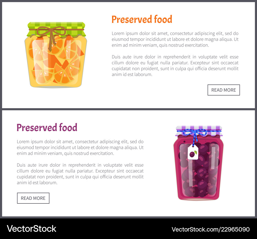 Preserved food posters set Royalty Free Vector Image
