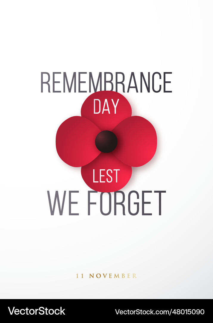 Remembrance day poster lest we forget paper cut Vector Image