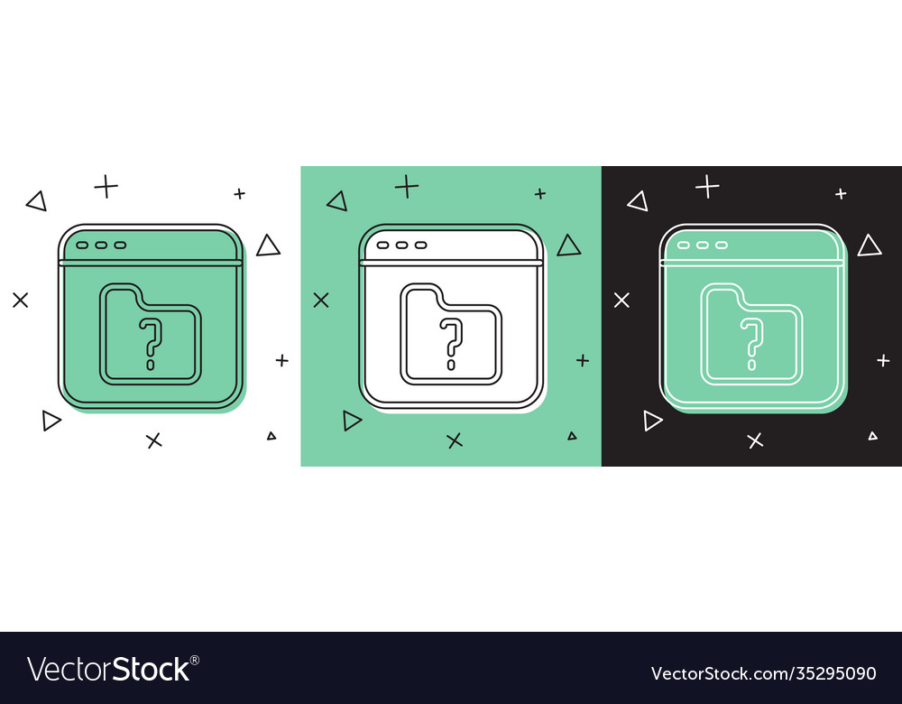 Set file missing icon isolated on white and green Vector Image
