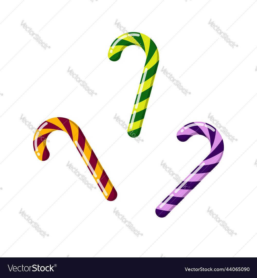 Set of colorful candy canes Royalty Free Vector Image