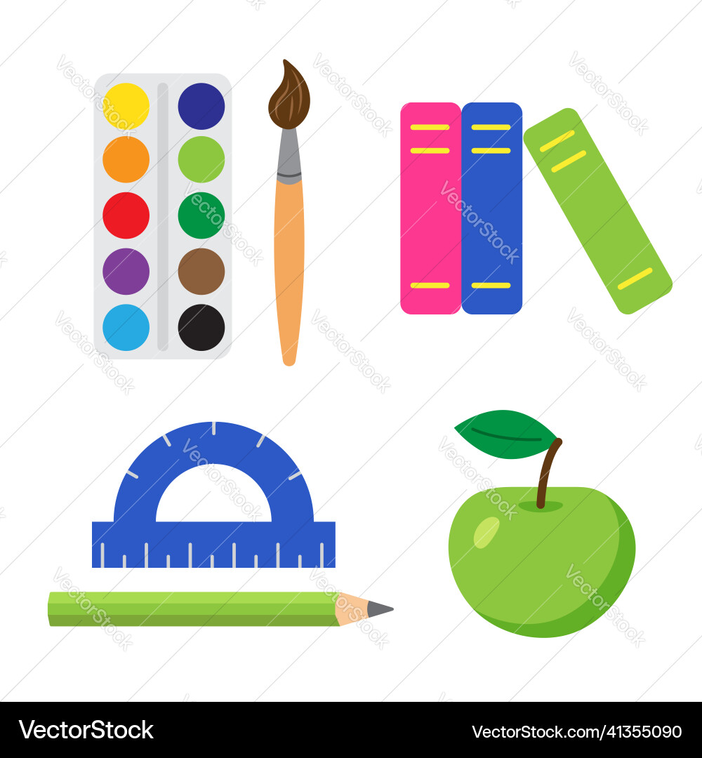 Set of school and educational elements paints Vector Image