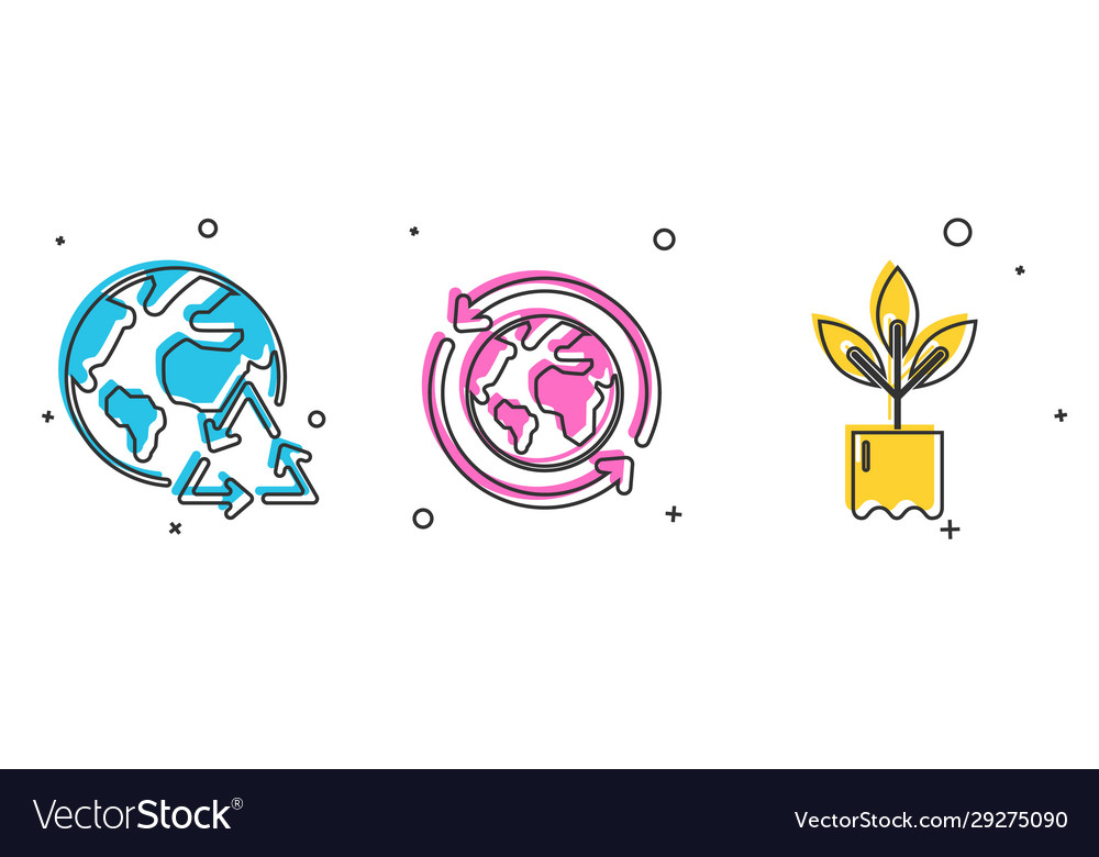 Set planet earth and a recycling planet earth Vector Image