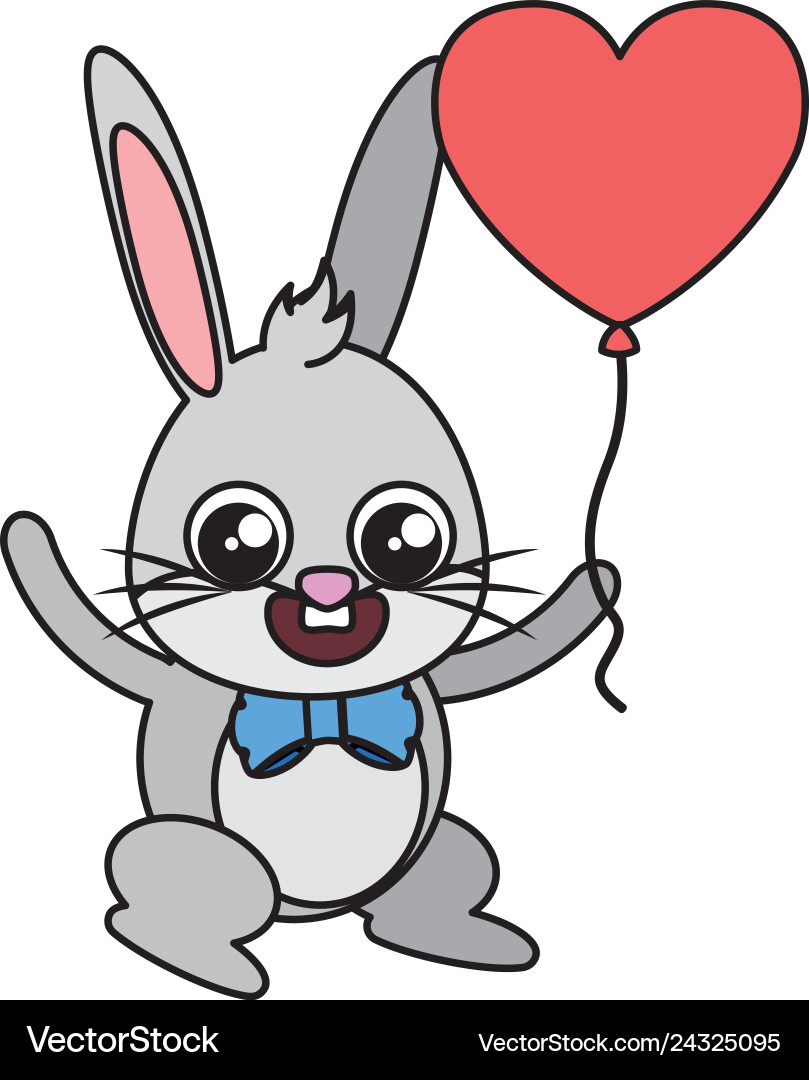 Beautiful rabbit with heart balloon helium easter Vector Image