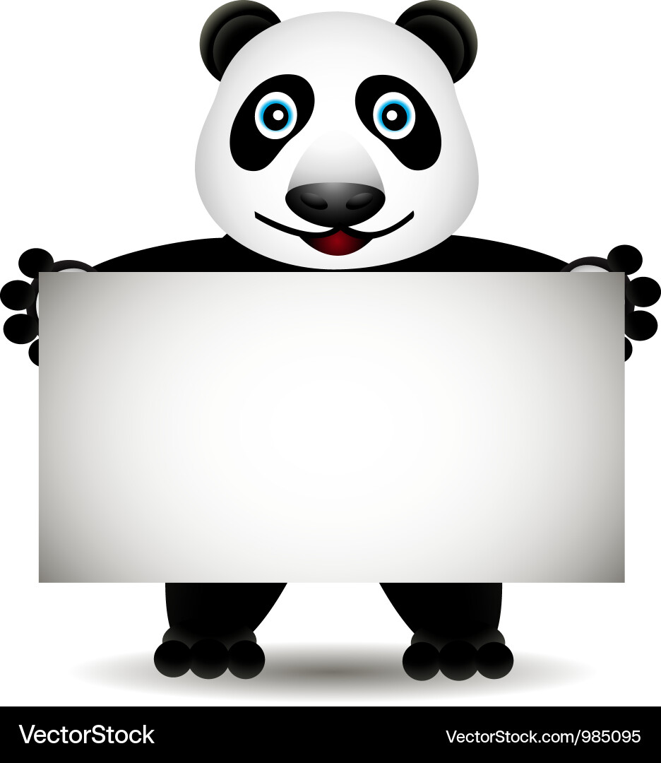 Cartoon panda with blank sign Royalty Free Vector Image