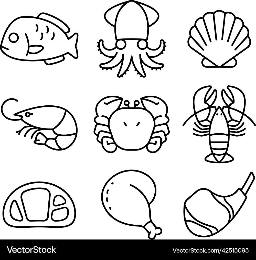 Fresh food icon set simple design Royalty Free Vector Image