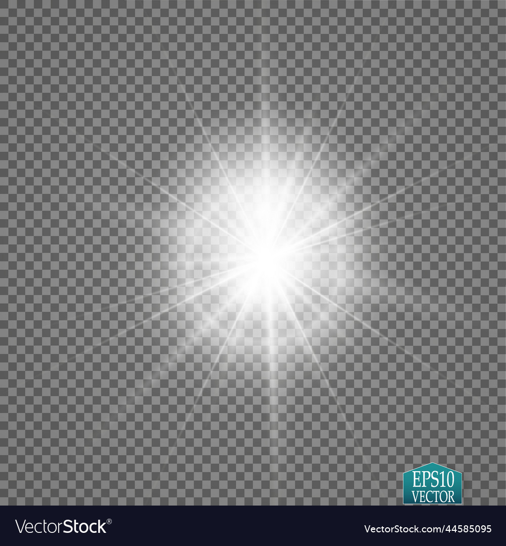 Glow light effect star burst with sparkles Vector Image