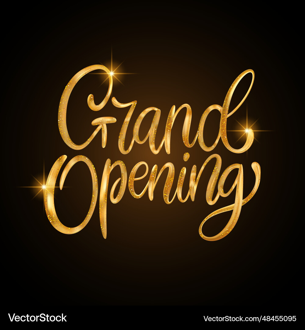 Grand opening glitter text shiny sparkle 3d Vector Image