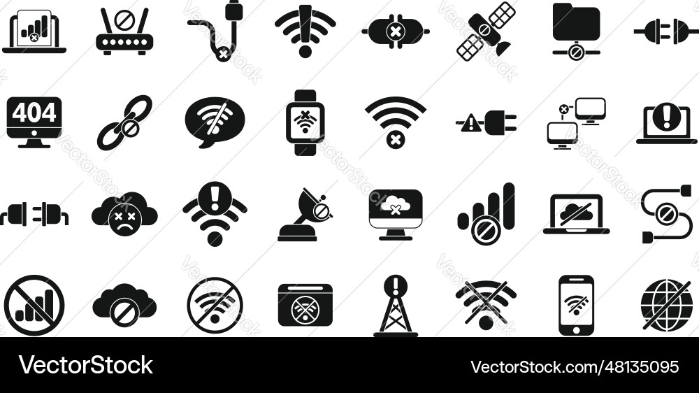 Lost connection icons set simple antenna Vector Image