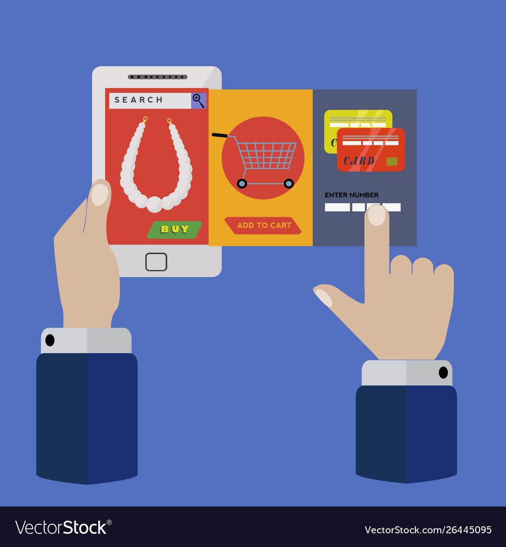 Mobile application for on line shopping concept Vector Image
