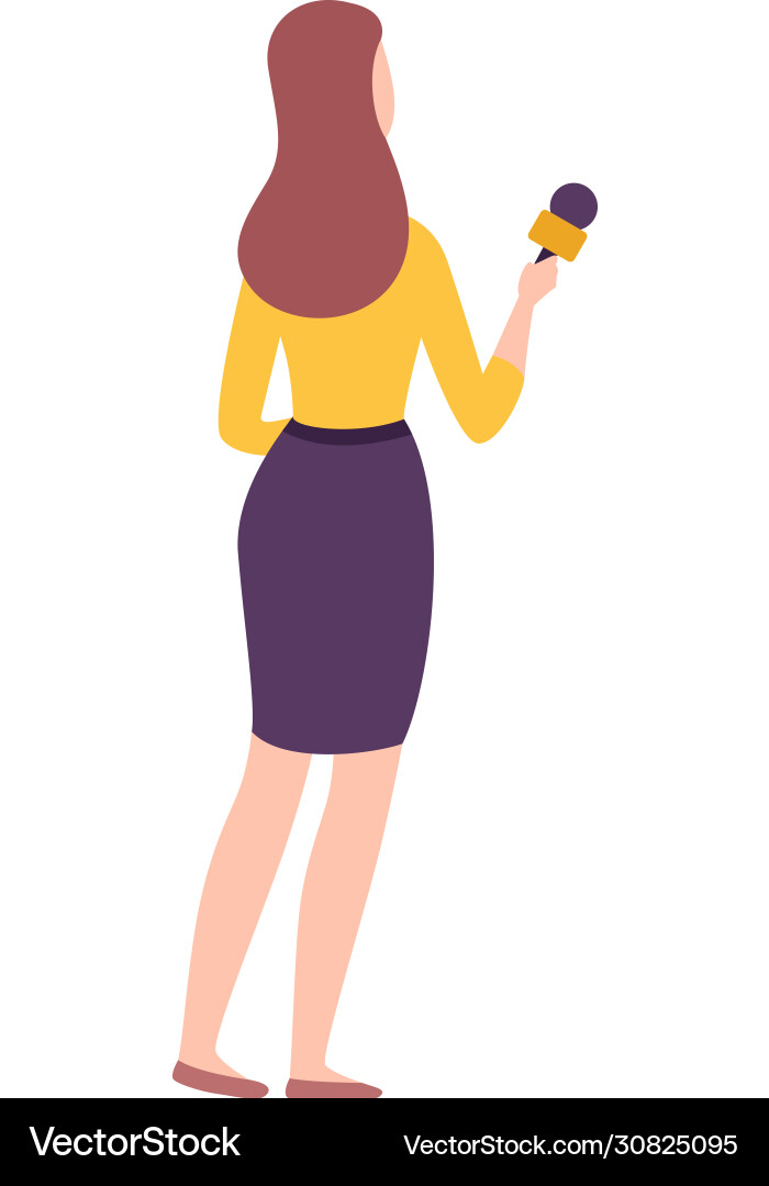 Rare view female journalist making interview Vector Image