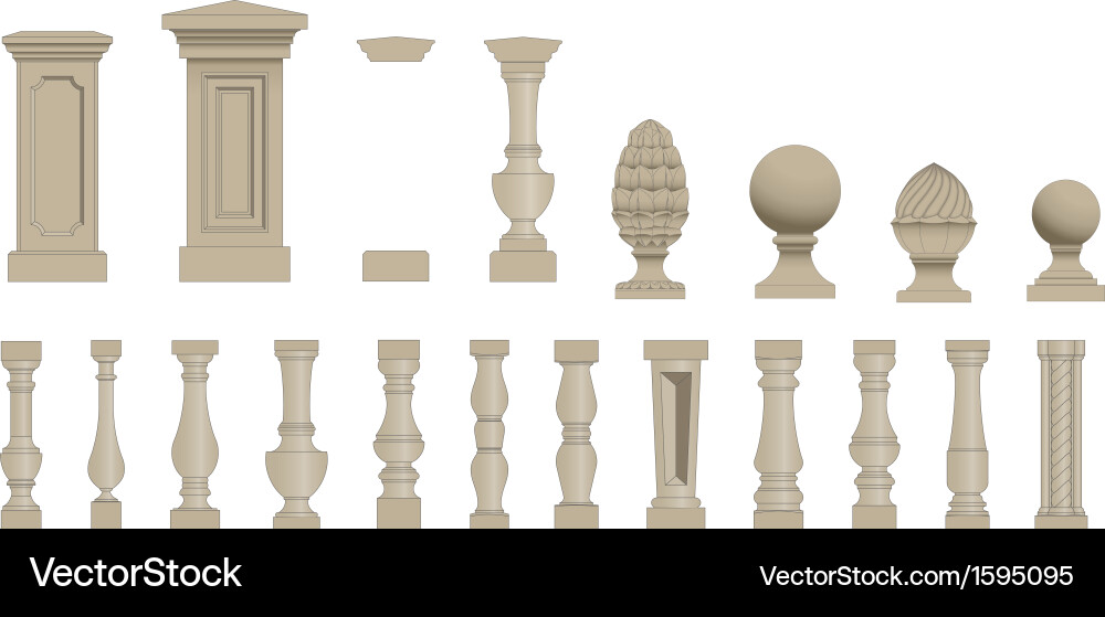 Set of silhouettes balusters Royalty Free Vector Image