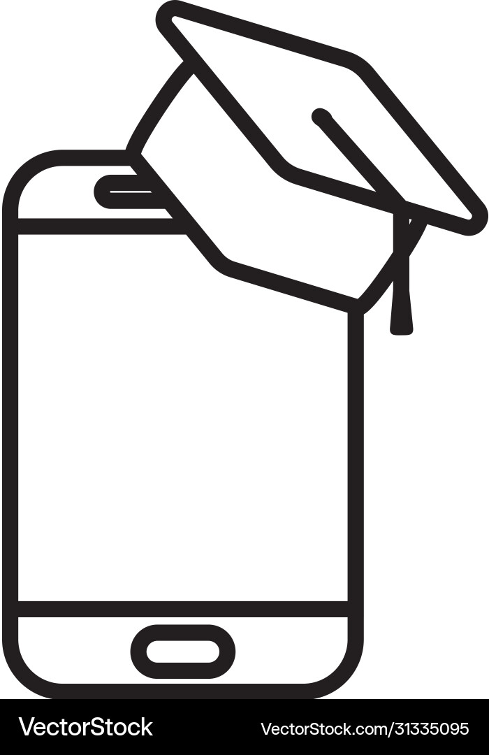 Smartphone with graduation cap line style icon Vector Image