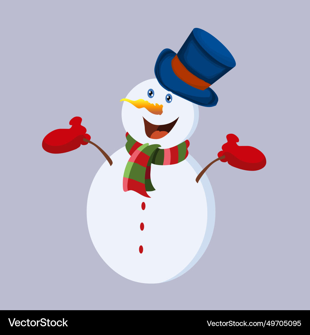 Snowman with a scarf isolated Royalty Free Vector Image