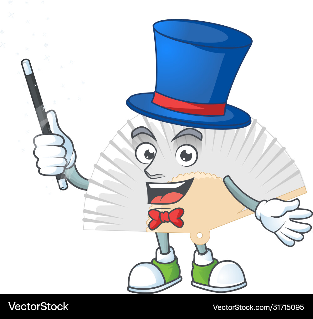 White chinese folding fan performance as magician Vector Image