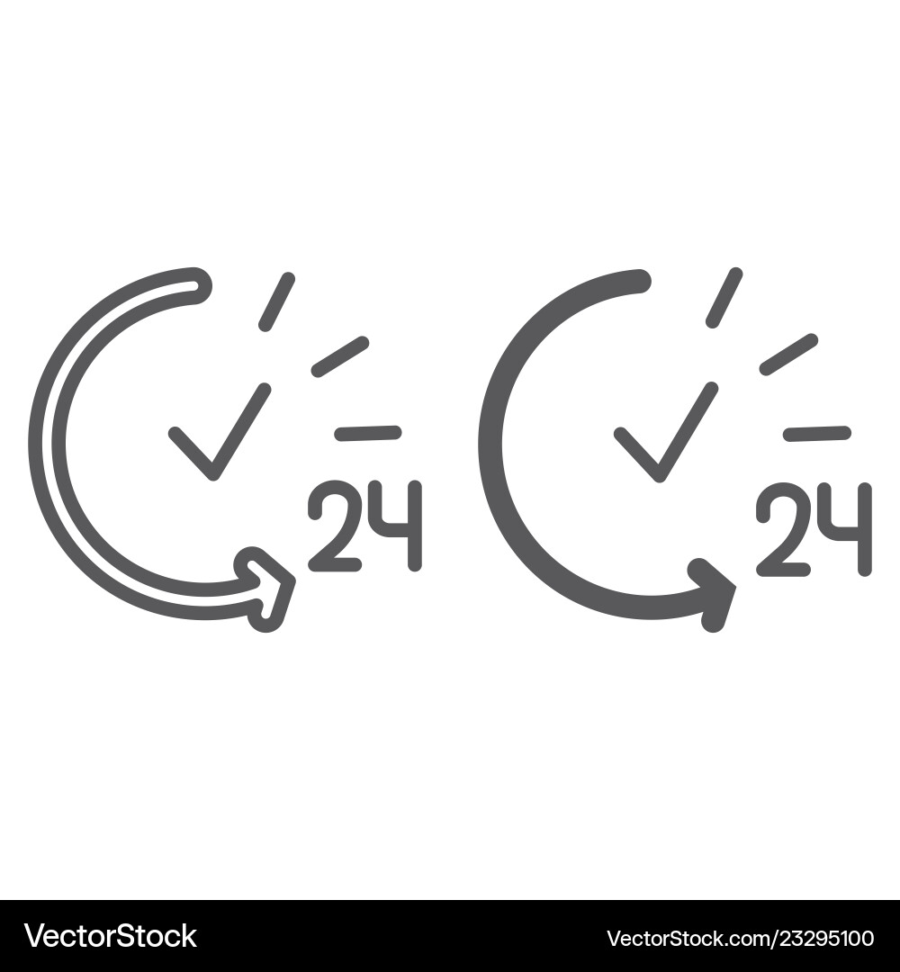 24 hours line and glyph icon service and time Vector Image