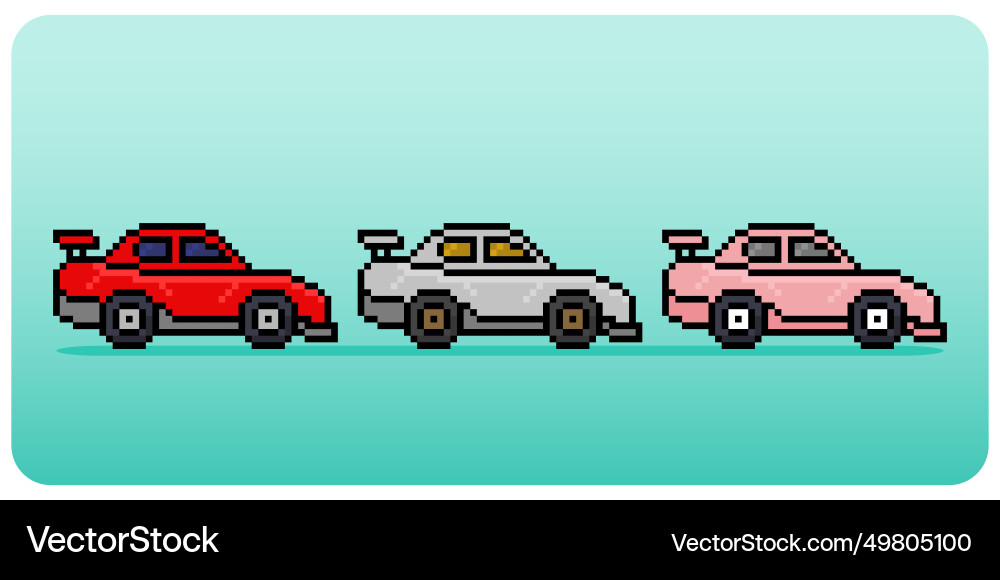 8 bit pixel racing car sedan type transport Vector Image