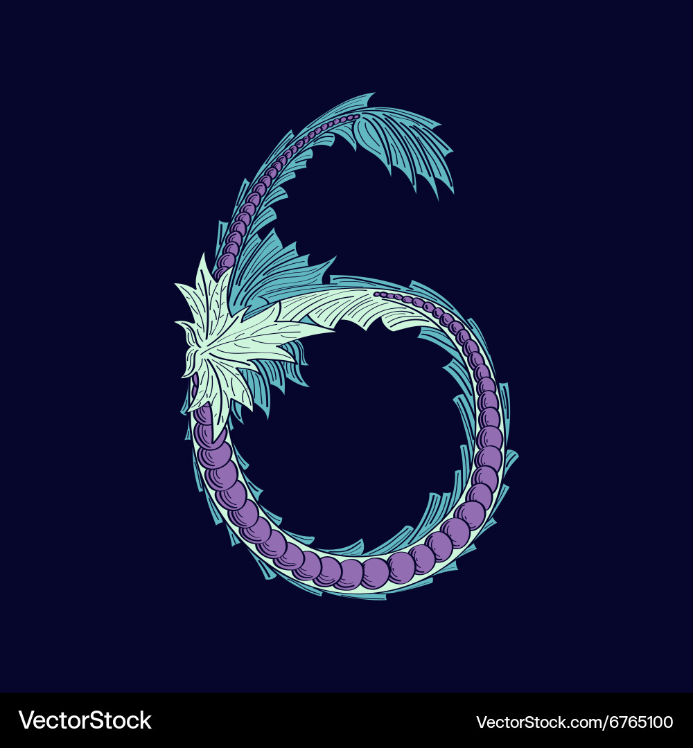 Abstract number 6 logo icon in blue tropical Vector Image