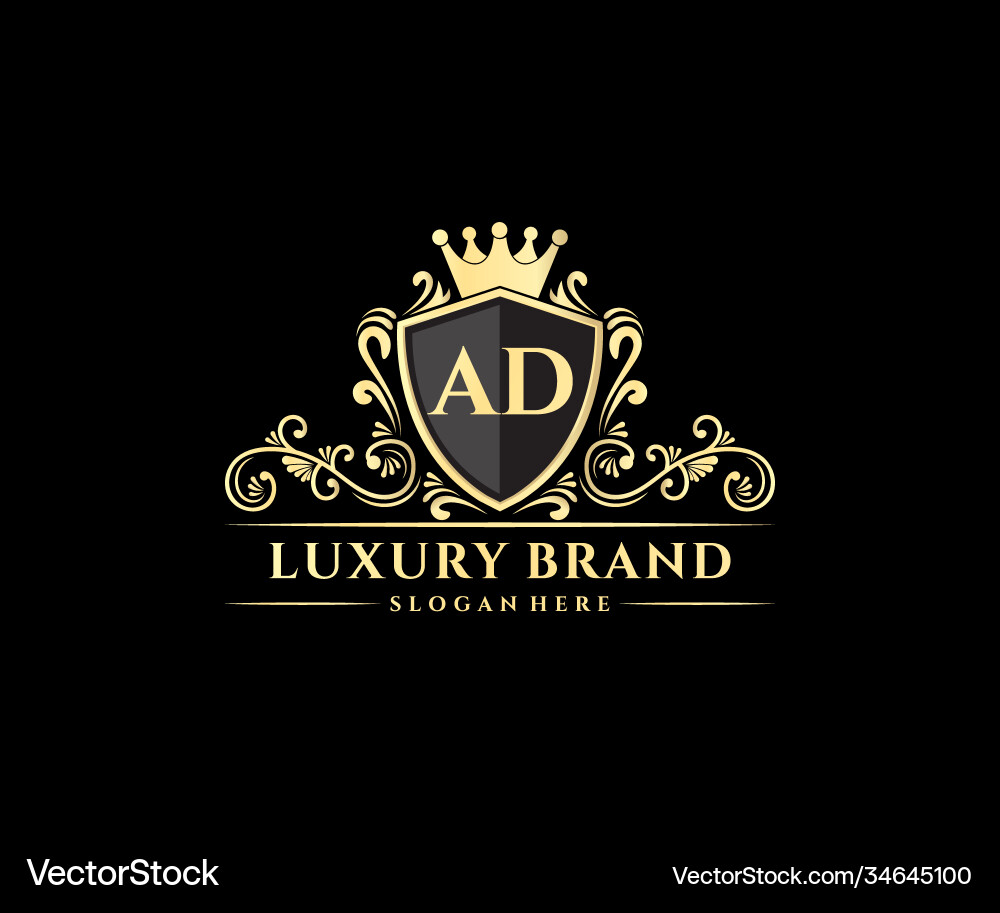 Ad initial letter gold calligraphic feminine Vector Image