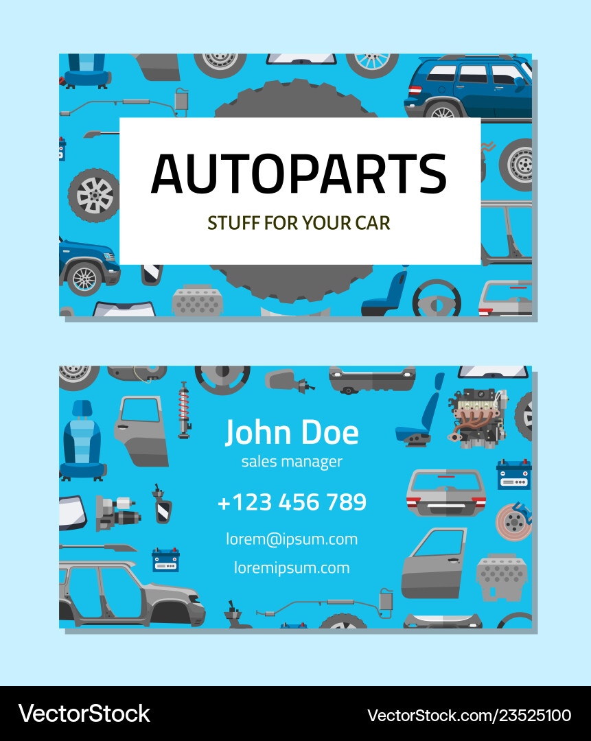 Autoparts business card template stuff Royalty Free Vector