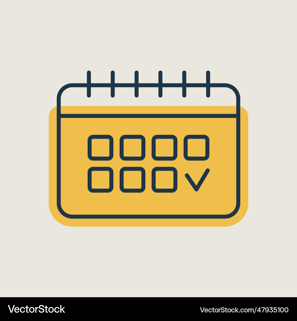Calendar outline icon workspace sign Royalty Free Vector