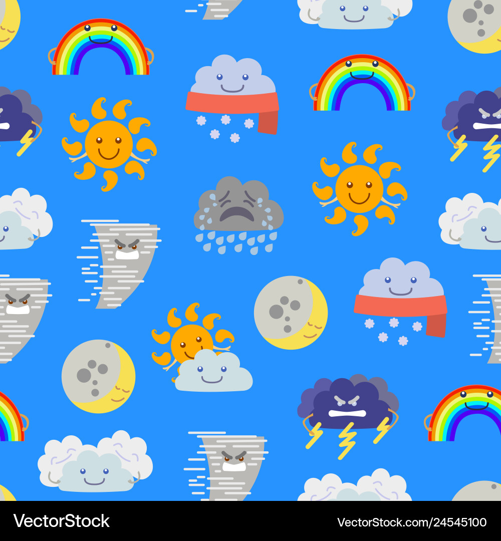 Cartoon characters weather forecast seamless Vector Image