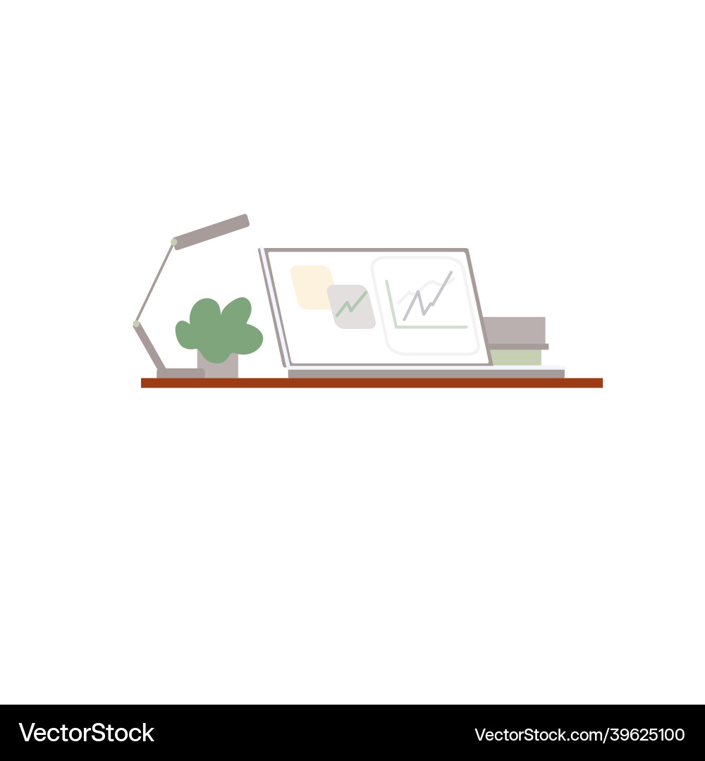 Flat cartoon laptop on work deskelectronic office Vector Image