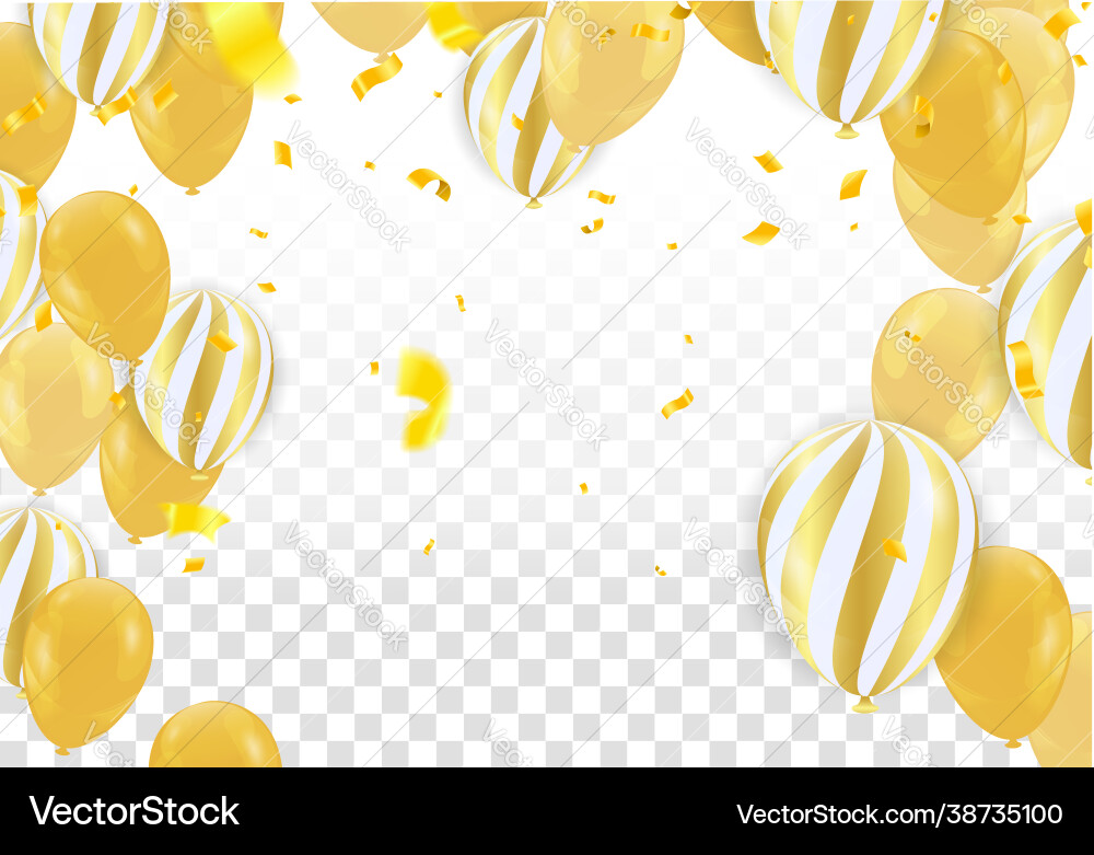 Gold balloons and celebration background template Vector Image