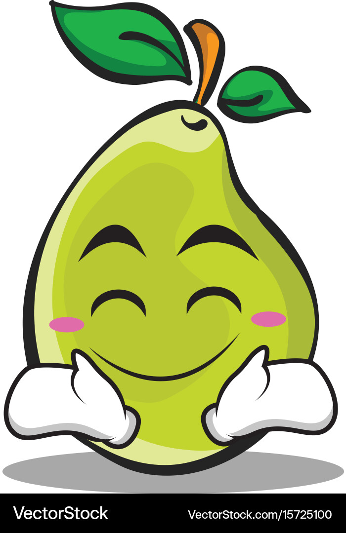 Happy face pear character cartoon Royalty Free Vector Image