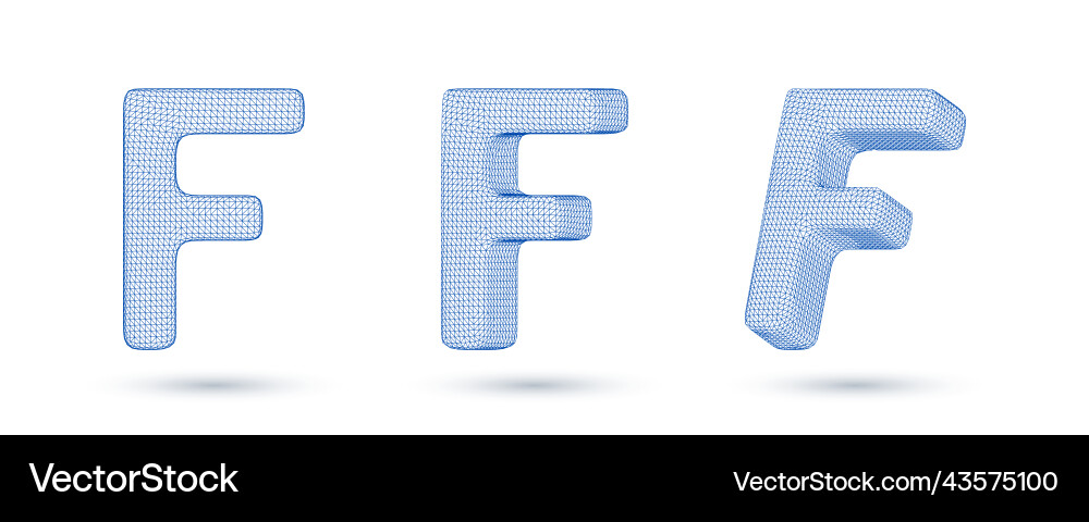 Letter f wireframe high polygonal outline low Vector Image