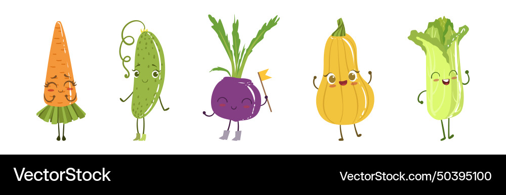 Ripe funny vegetable character with smiling face Vector Image