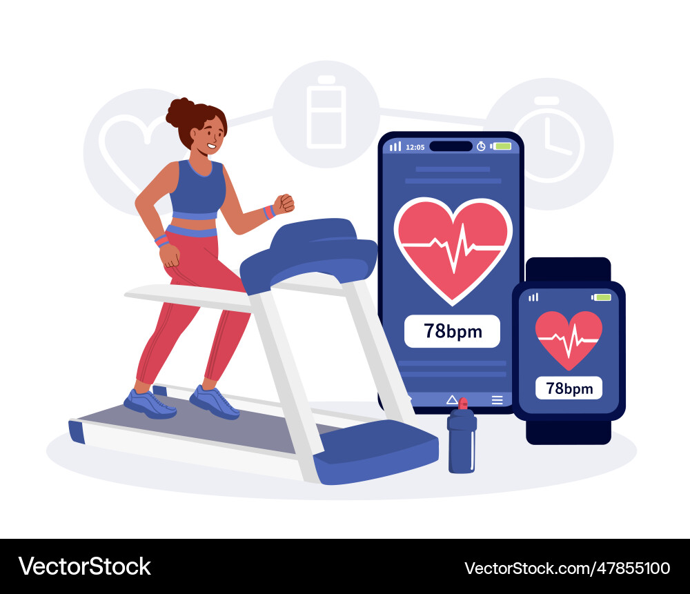 Sportswoman with pulse check concept Royalty Free Vector