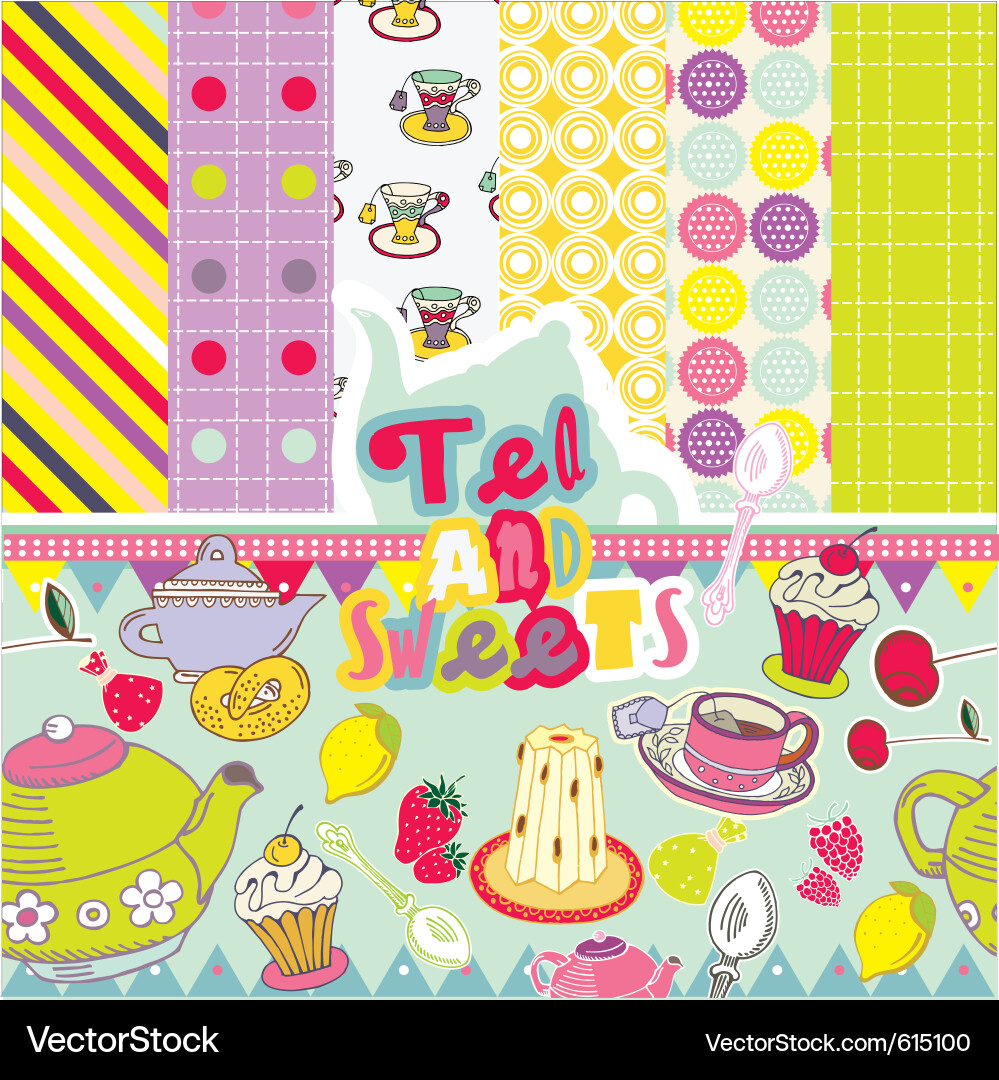 Tea and sweets Royalty Free Vector Image - VectorStock