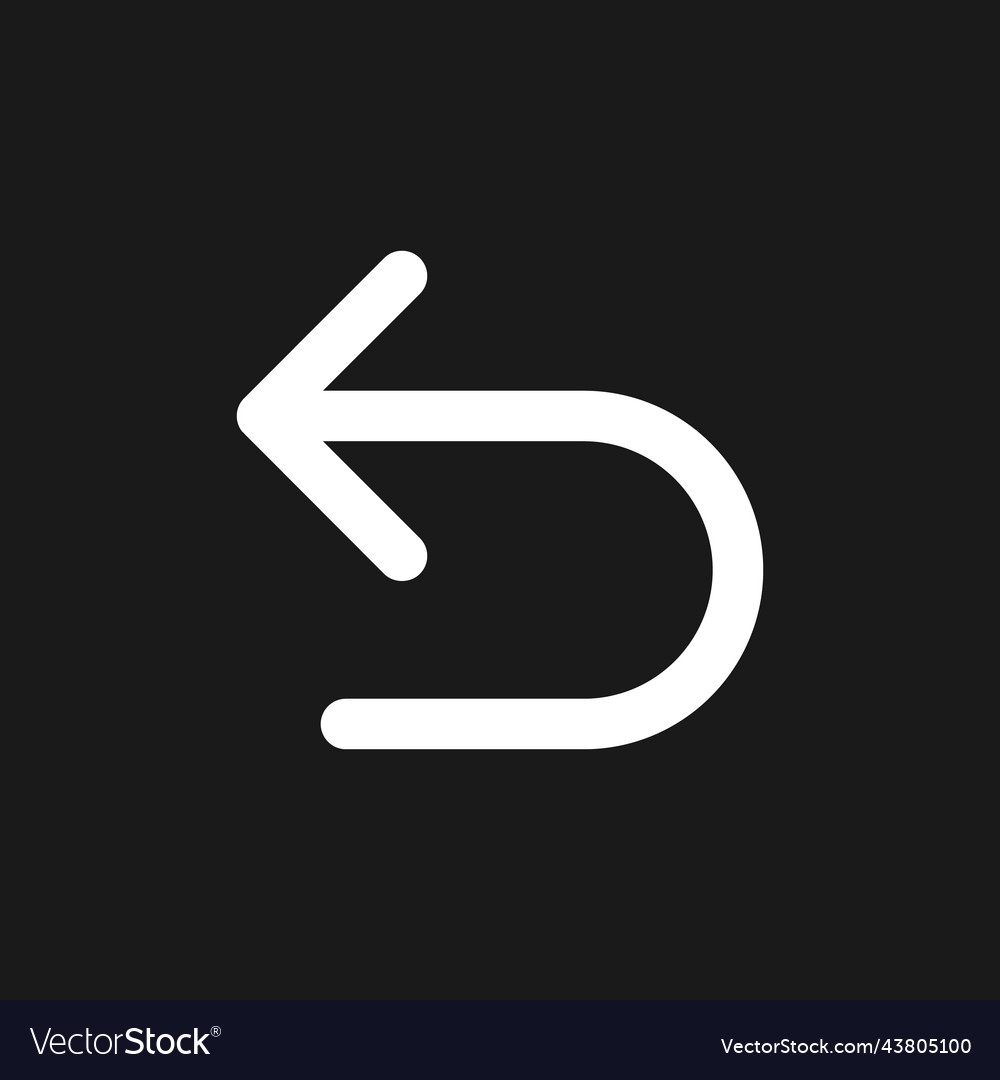 Undo dark mode glyph ui icon Royalty Free Vector Image