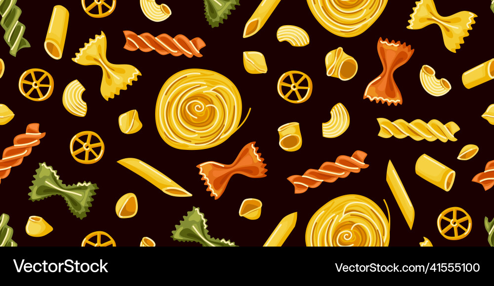 Various pasta seamless pattern paste background Vector Image